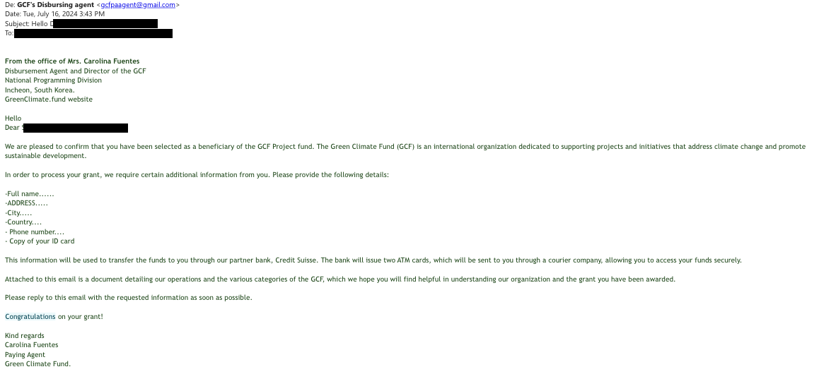 Beware of scam emails and messages purporting to be from GCF | Green ...