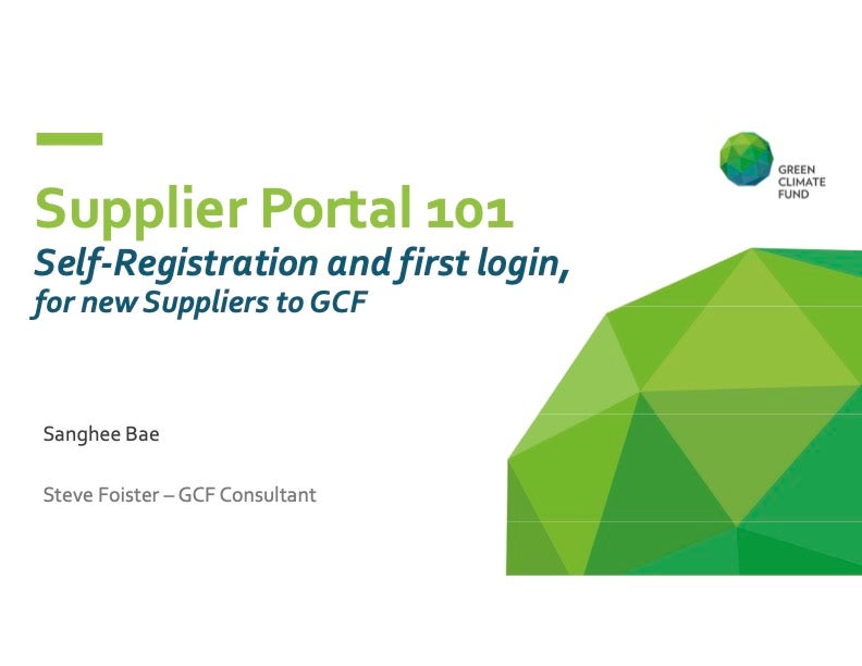 GCF Supplier Portal 101: Self-Registration and first login | Green ...