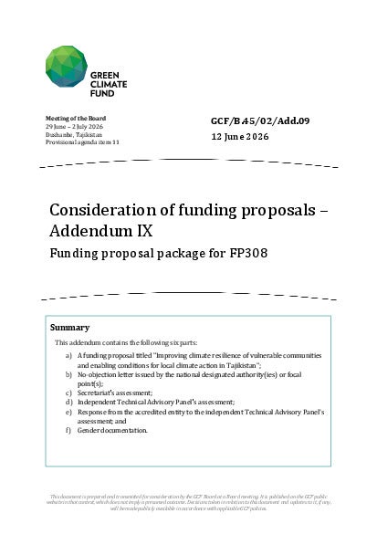 GCF/B.45/02/Add.09 : Consideration of funding proposals – Addendum IX ...