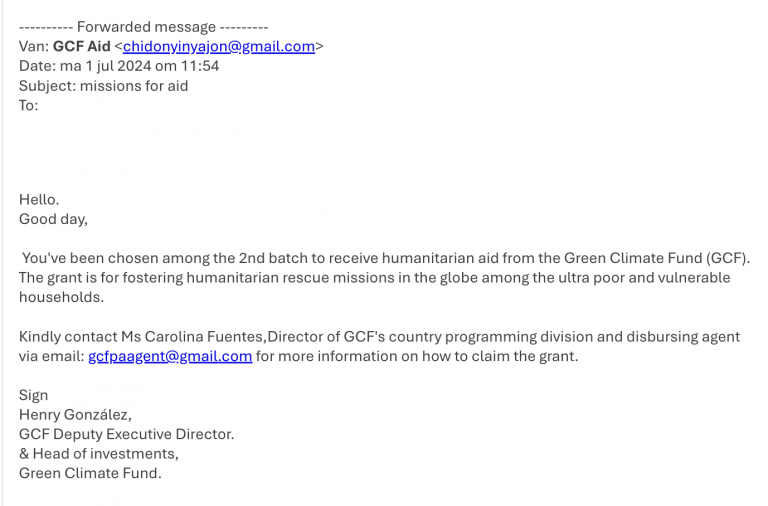 Beware of scam emails and messages purporting to be from GCF | Green ...